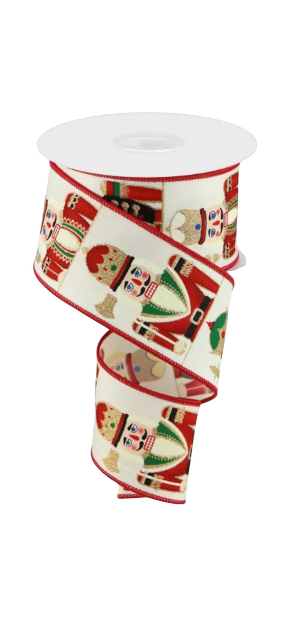 Nutcracker Wire Edge Ribbon: Ivory, Red, Green, Blue, Black, 2.5” X 10 ...
