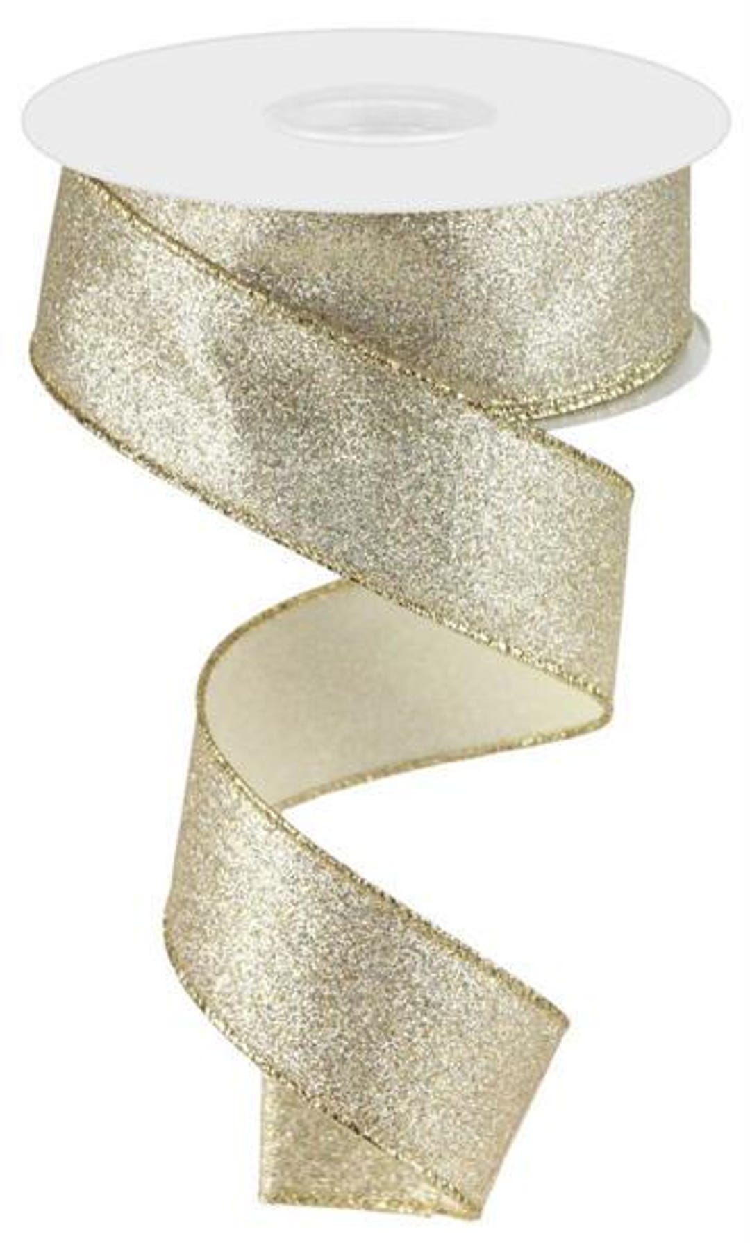 Champagne Shimmer Glitter Wire Edge Ribbon, 1.5" X 10 Yard Spool - Etsy