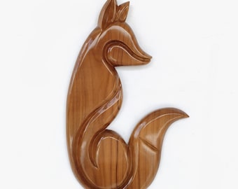 Hand Carved Teak Wood Fox Wall Art : Rustic Woodland Decor - Etsy