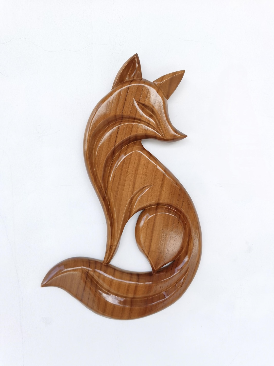 Hand Carved Teak Wood Fox Wall Art : Rustic Woodland Decor, Christmas ...