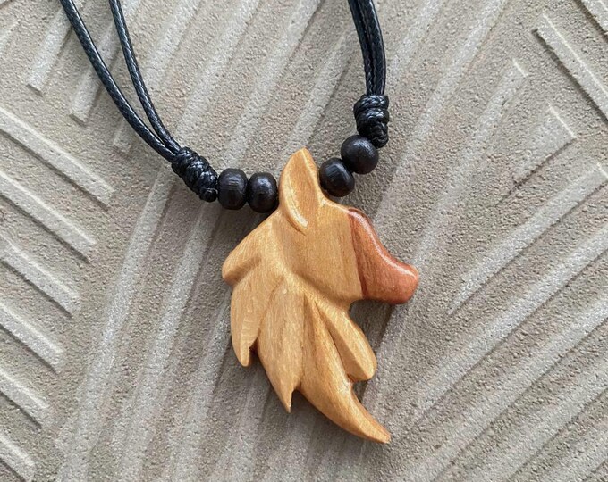 Collar de lobo colgante de madera joyería celta madera vikingo regalo ...