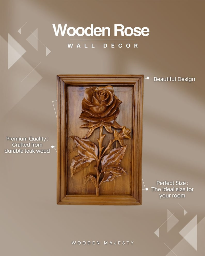 Wooden Rose Wall Decor, Wall Decor Gift, Wall Decor Living Room, Wall ...