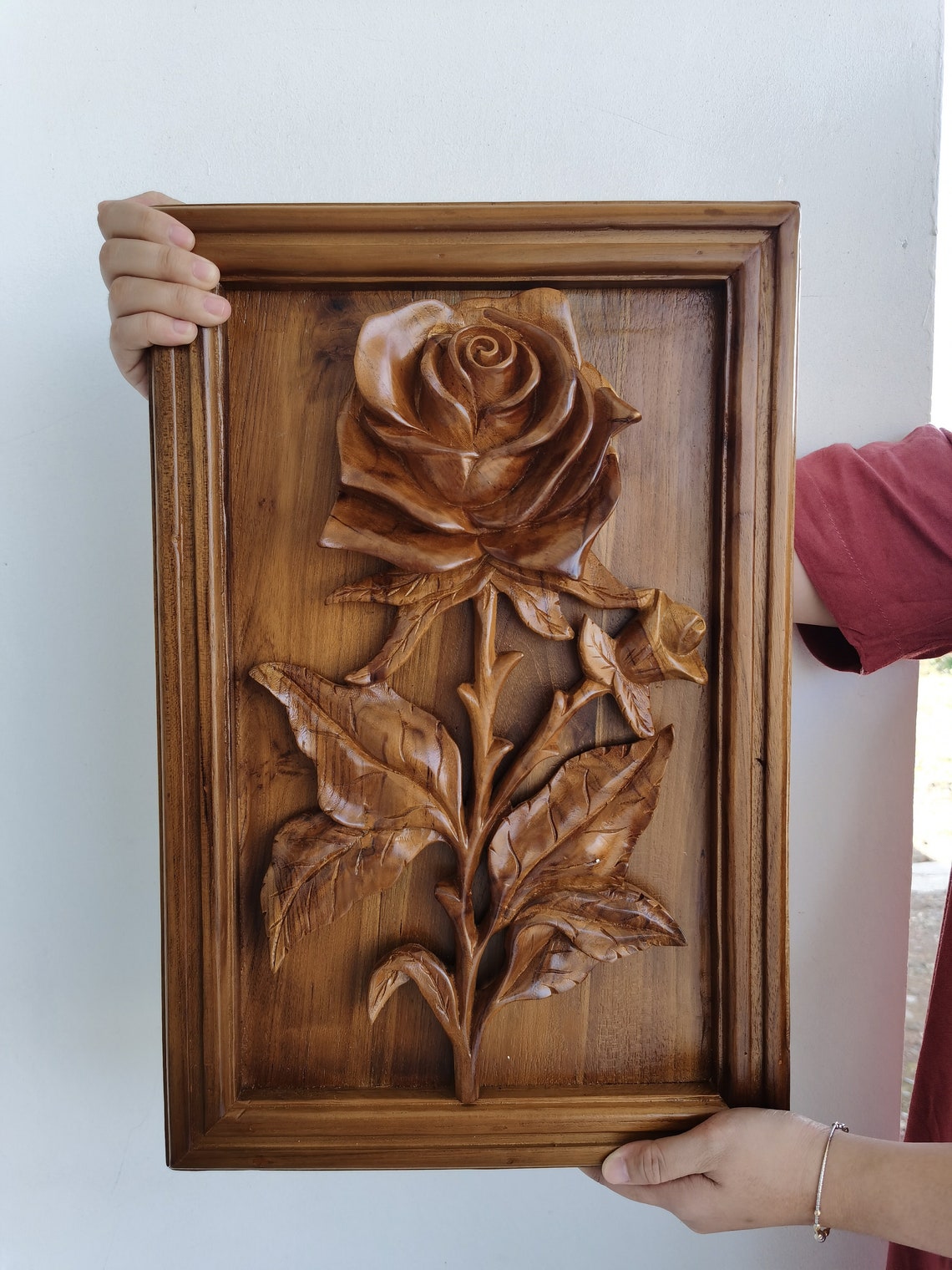 Wooden Rose Wall Decor, Wall Decor Gift, Wall Decor Living Room, Wall ...