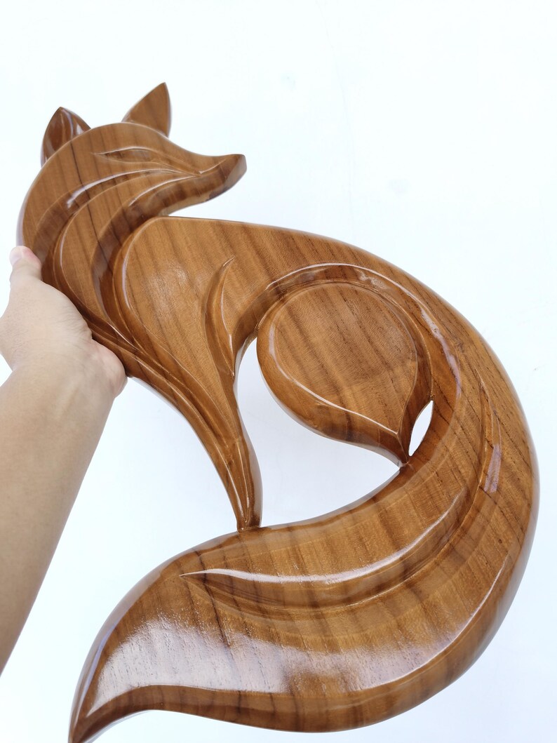 Hand Carved Teak Wood Fox Wall Art : Rustic Woodland Decor, Christmas ...