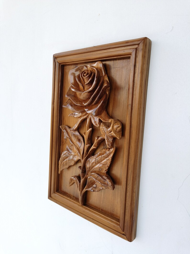 Wooden Rose Wall Decor, Wall Decor Gift, Wall Decor Living Room, Wall ...