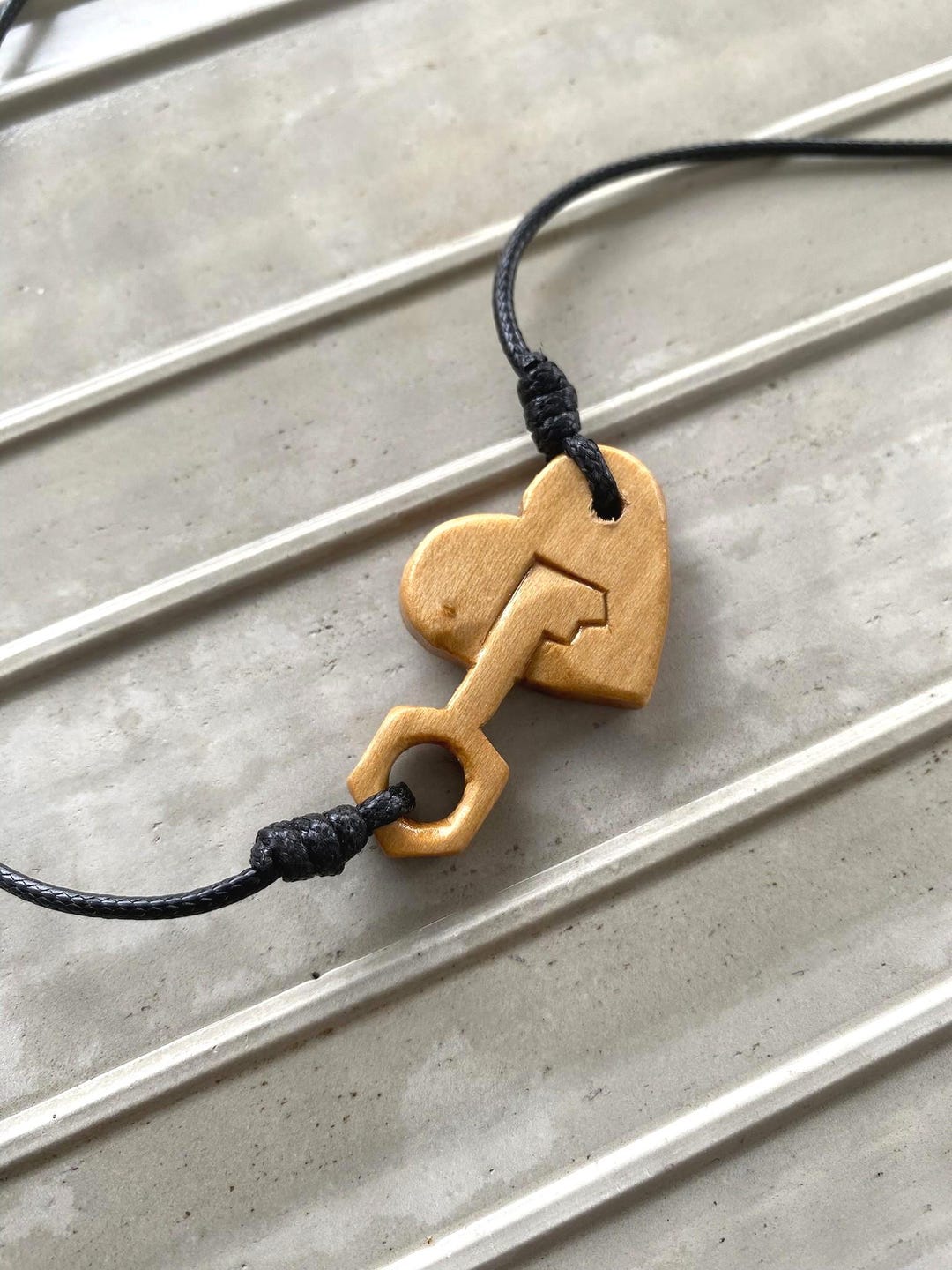 Handmade Wood Key and Heart Necklace: Couples Jewelry - Etsy