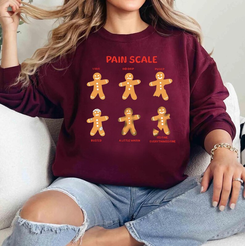 Pain Scale Gingerbread Sweatshirt, Christmas Sweater, Christmas Cookies ...