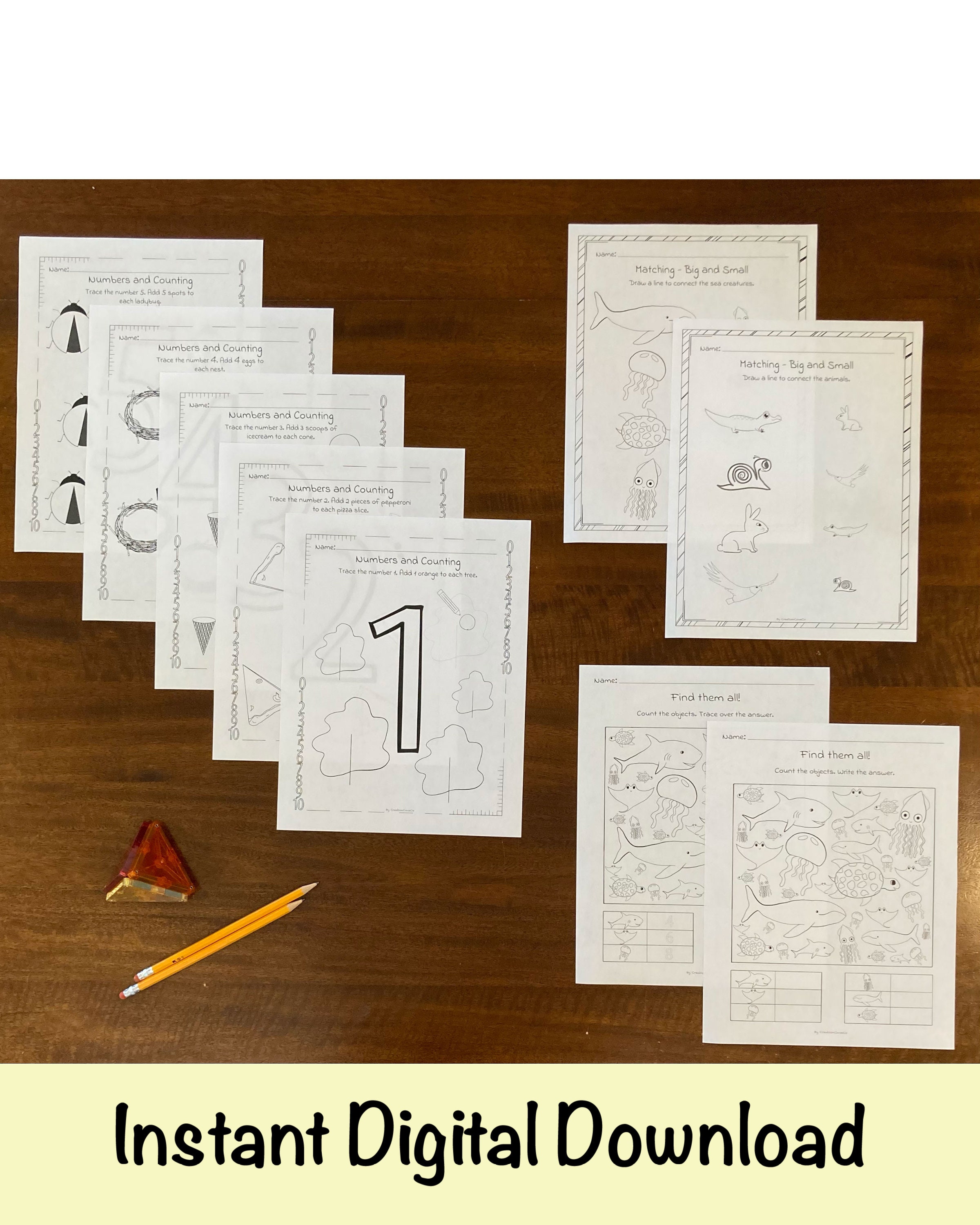 Preschool Kindergarten Printable Worksheet Packet | Toddler Activity ...