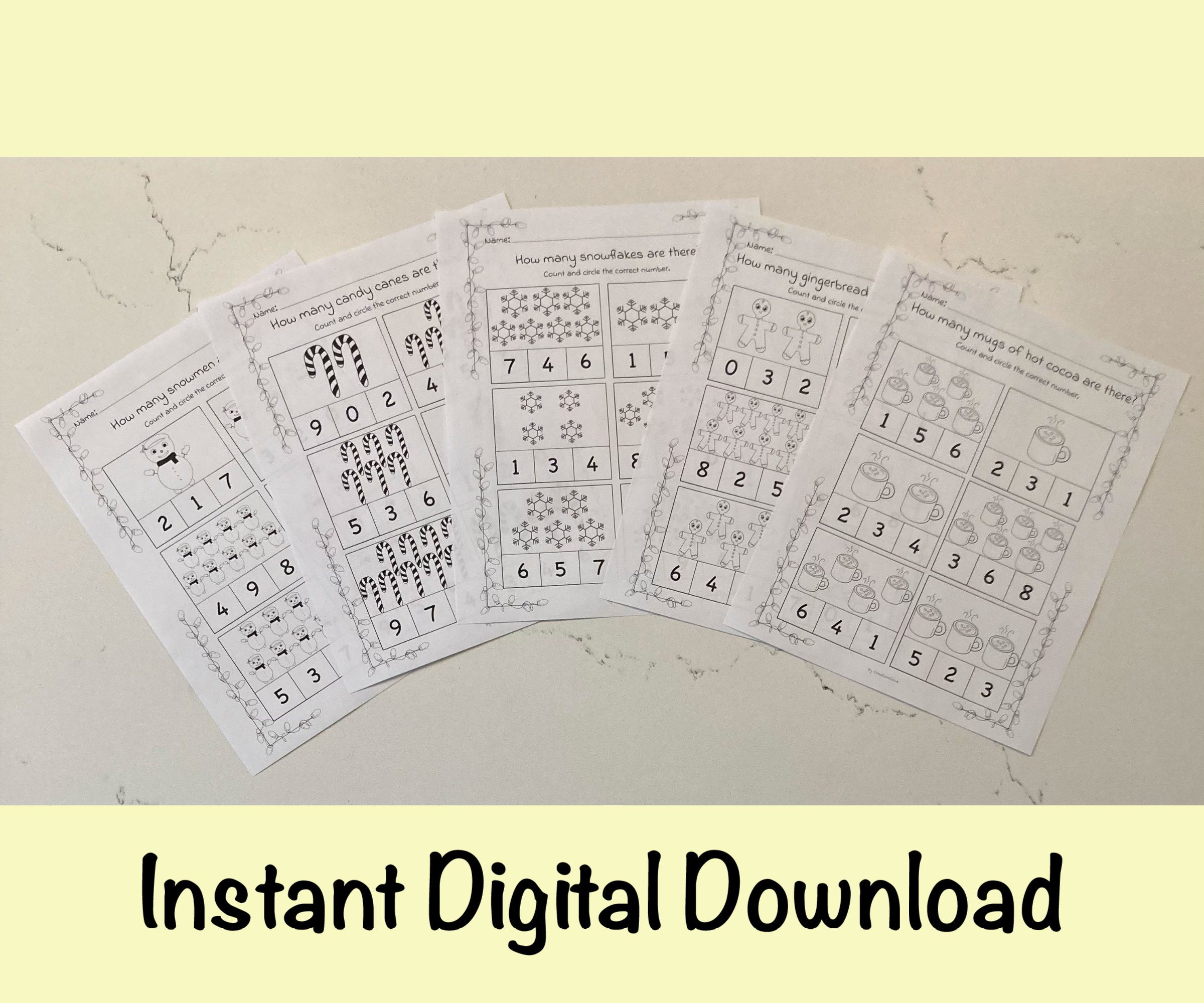 Winter Preschool Kindergarten Printable Worksheet Bundle Toddler ...