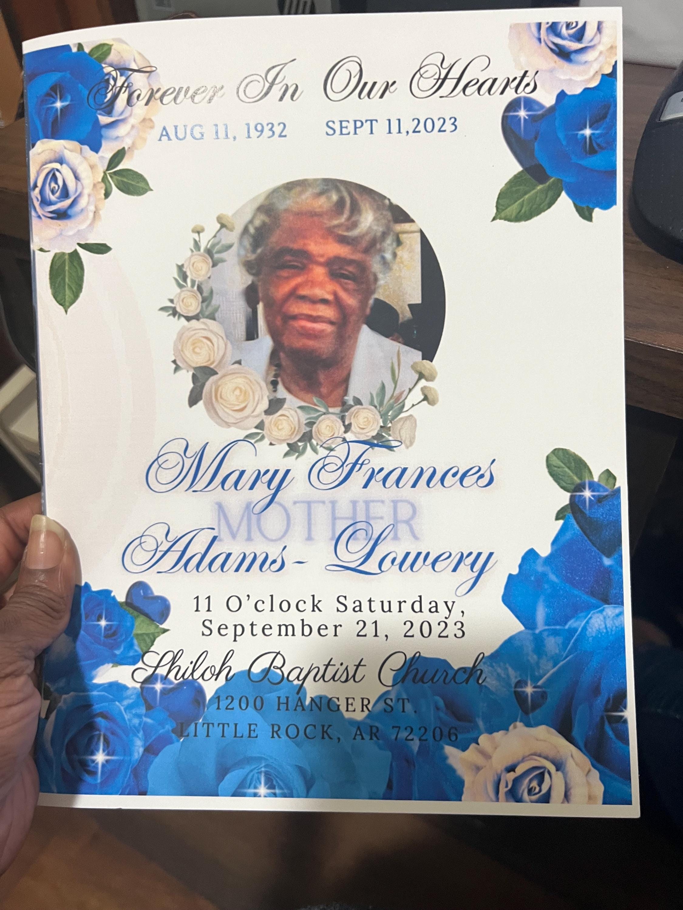 Elegant Blue Rose Funeral Program Template: Celebration of Life ...