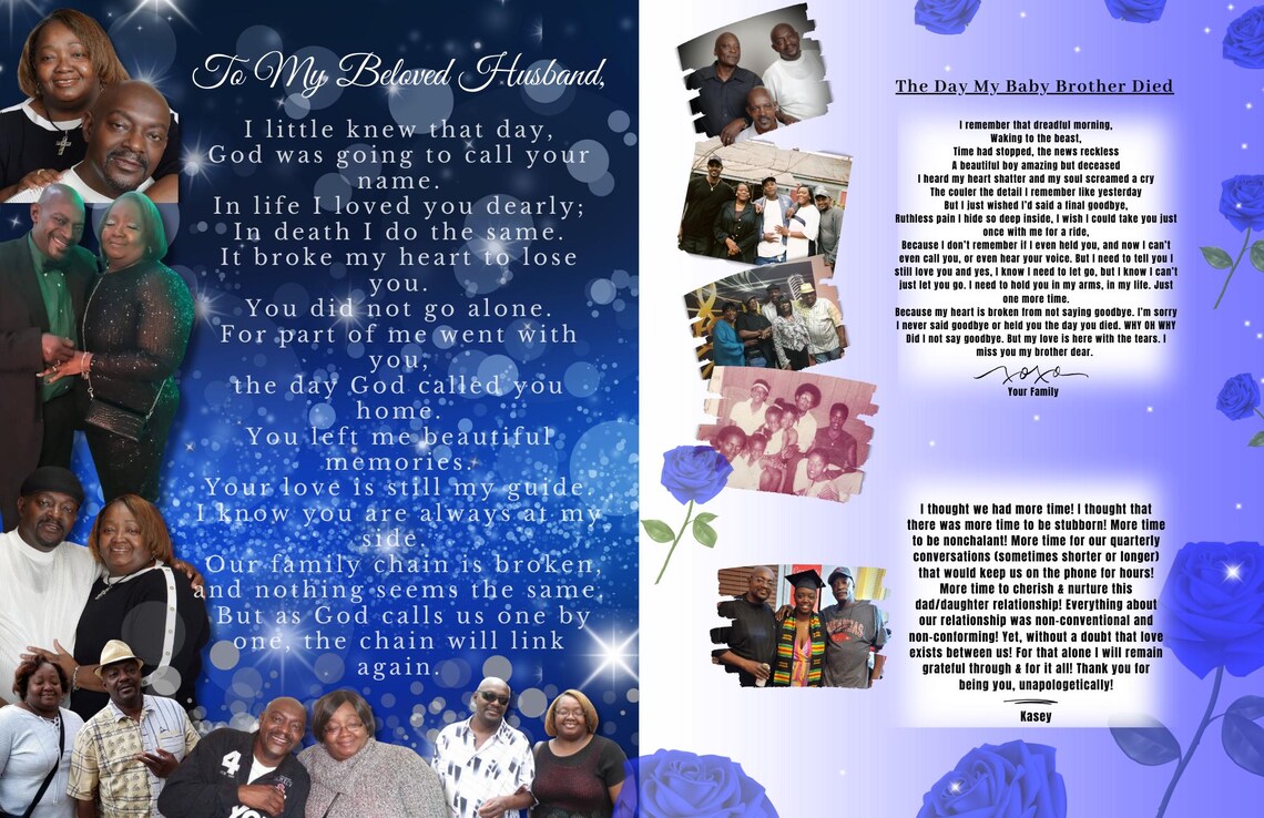 Navy Blue Football Obituary Template: Mens Funeral Program (canva ...