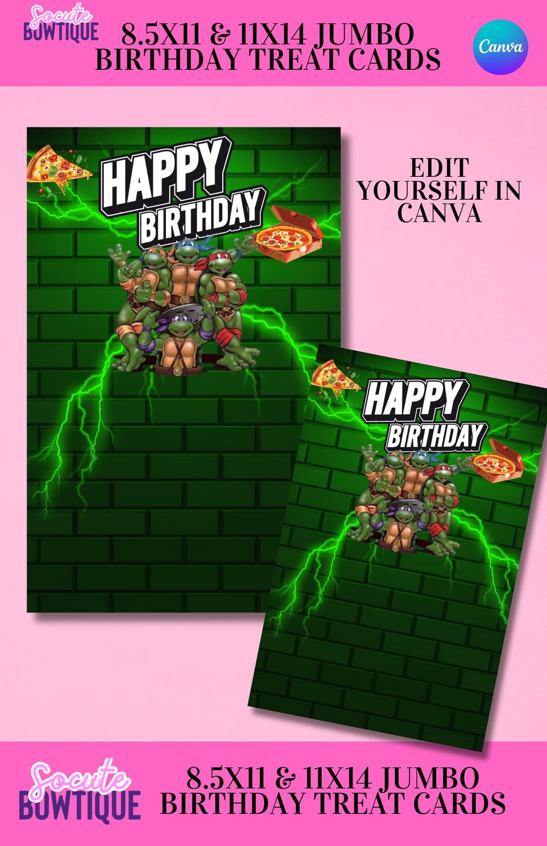 Teenage Mutant Ninja Turtles Jumbo Treat Card Template | TMNT Money ...