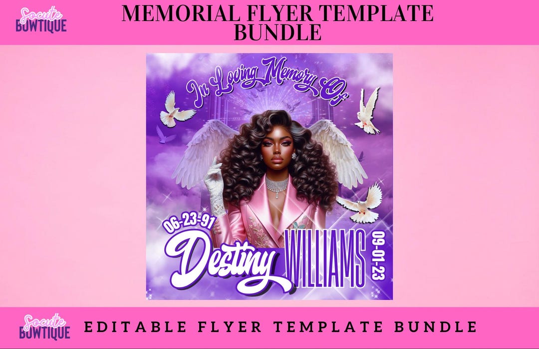 Editable Memorial Flyer Bundle – Canva Funeral Program Templates ...