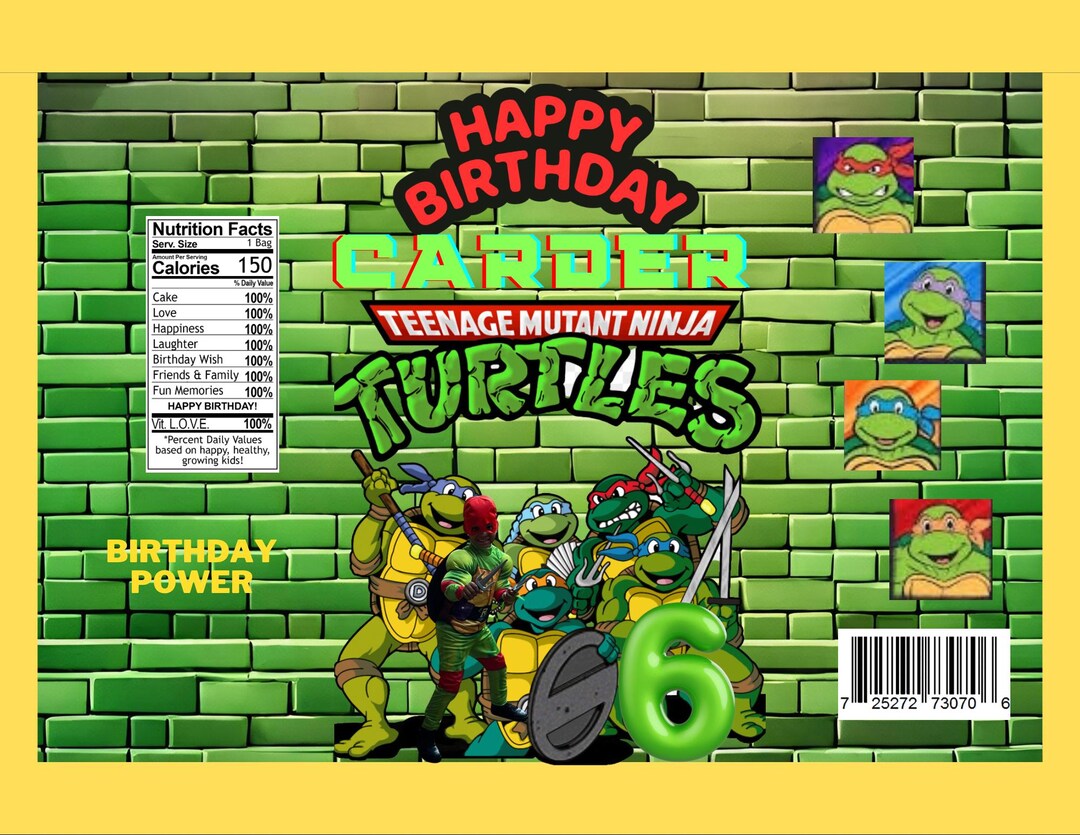 Teenage Mutant Ninja Turtles Chip Bag, Fruit Snack & Juice Box Template ...