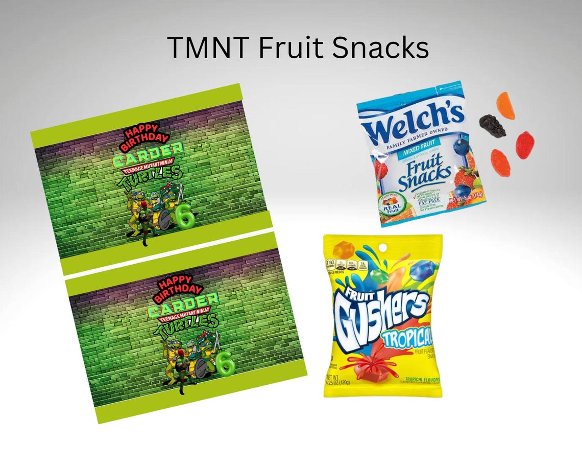 Teenage Mutant Ninja Turtles Chip Bag, Fruit Snack & Juice Box Template | Digital Download - Etsy