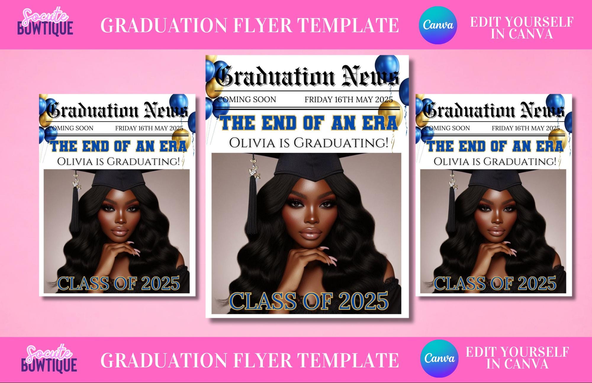 Newspaper Graduation Invitation Template: Editable Announcement ...