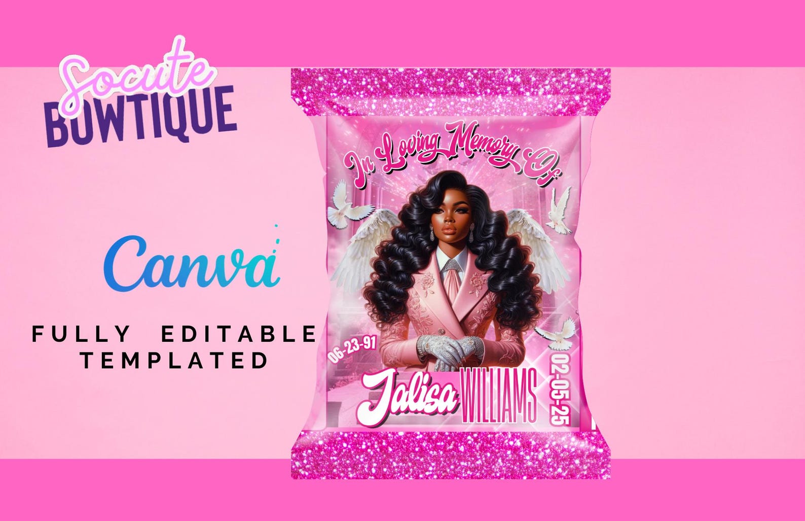 EDITABLE in Canva Funeral Bundle Treat Labels , Funeral Chip Bag, Water ...