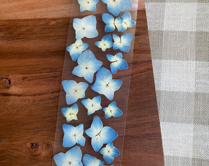 Pressed Flower Bookmark | Blue Hydrangea Flowers | Pressed Wildflowers ...