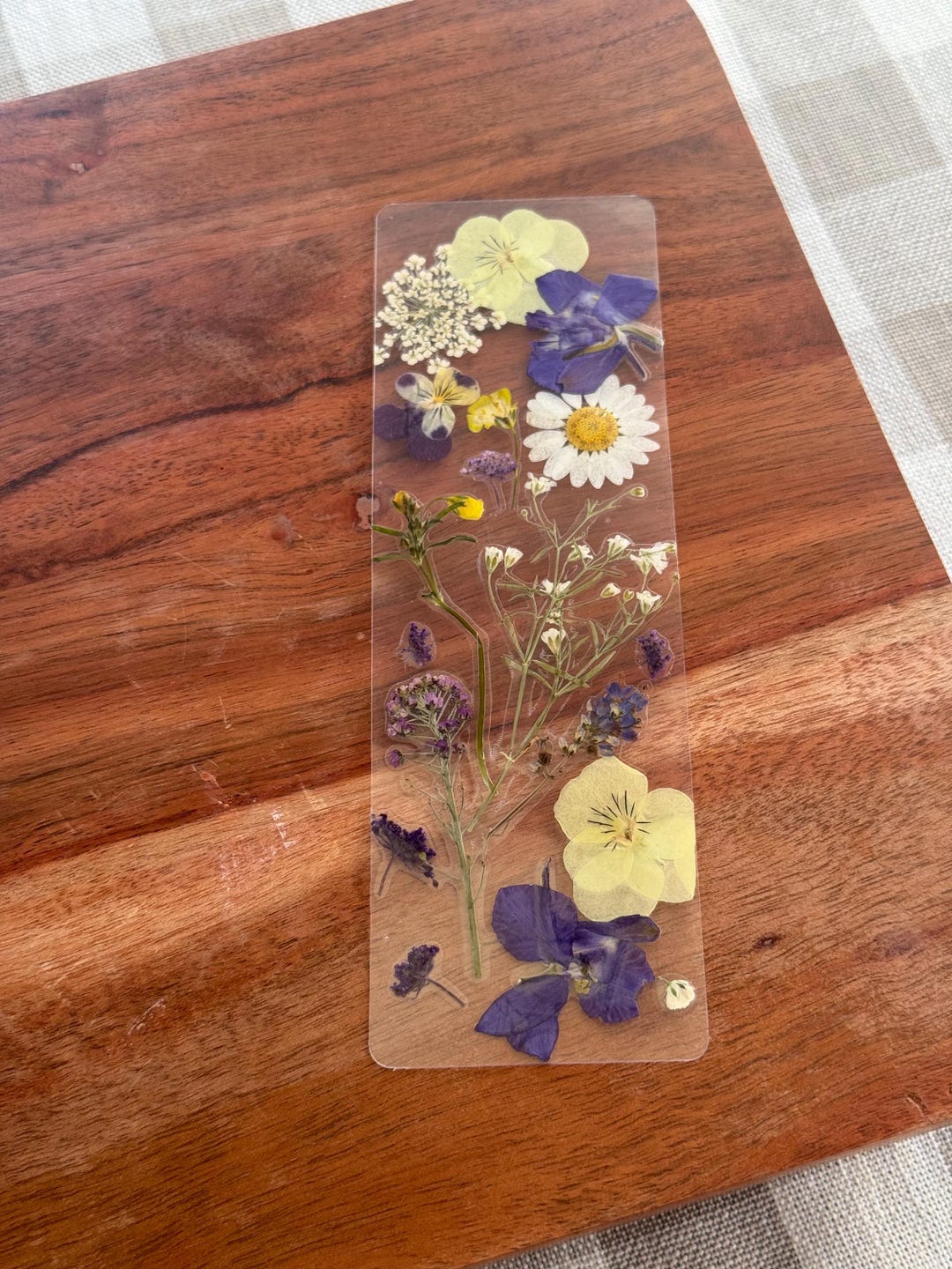 Pressed Flower Bookmark Greenery With Purple Pressed Flowers Pressed ...