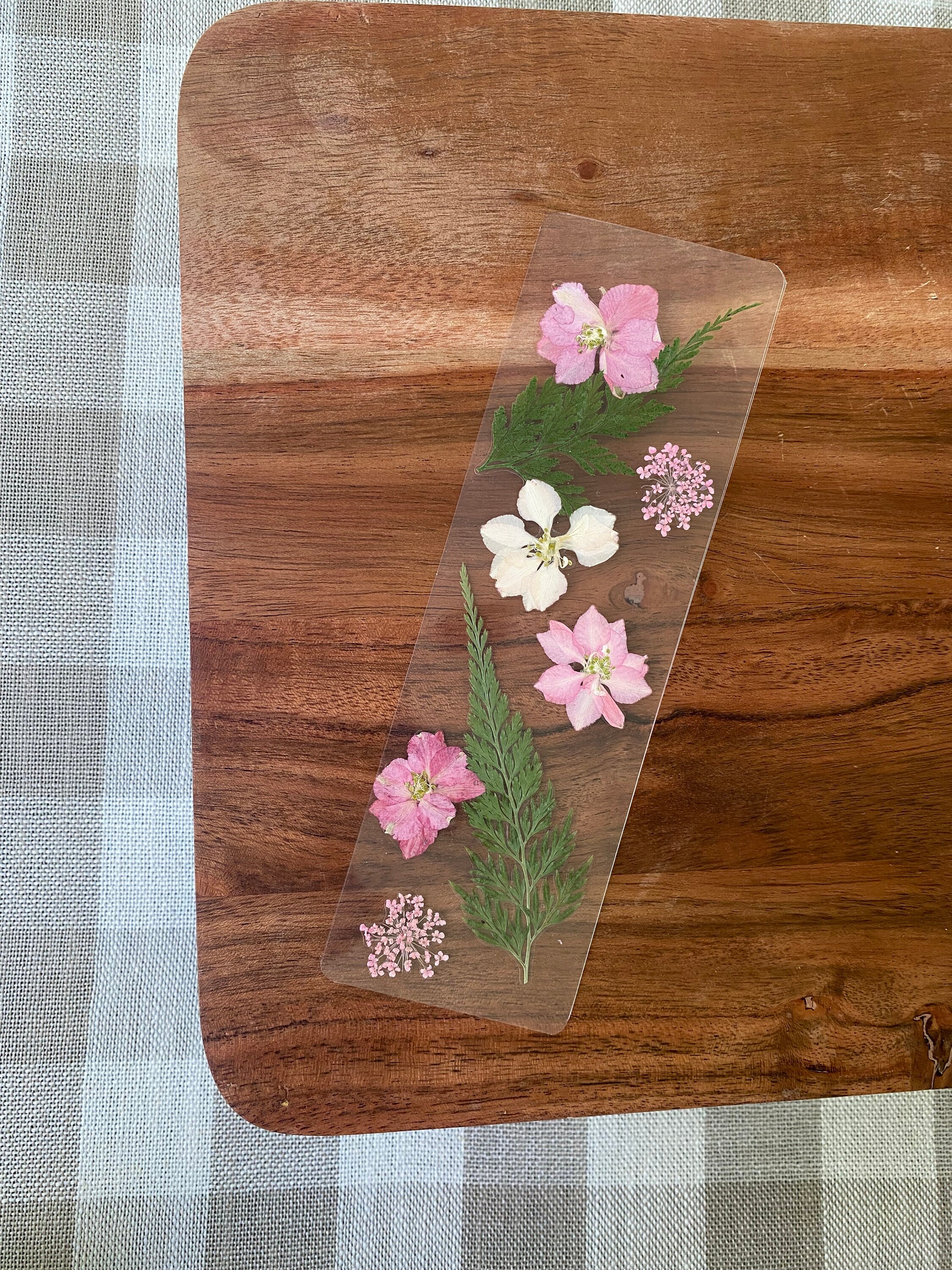 Pressed Flower Bookmark Pink Wildflowers With Greenery Pressed ...