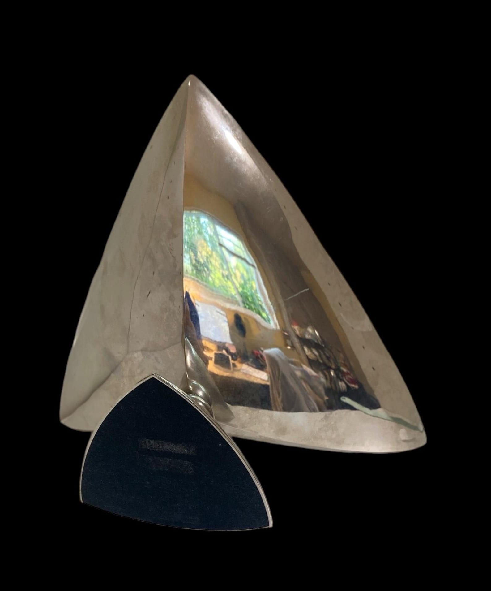 MCM Footed Pedestal Bowl Stainless Steel Triangle Contour silver Chrome ...