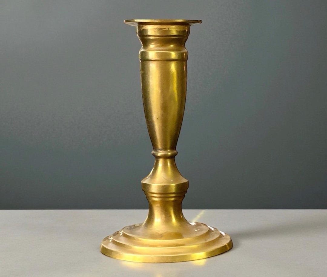 Vintage Solid Brass English Taper Candlestick Holder Art Nouveau 7” - Etsy