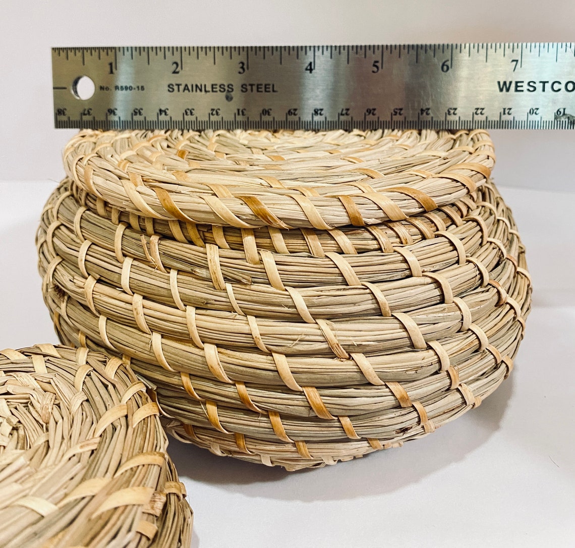 3 Nesting Coiled Gullah Sweetgrass Baskets With Lids Trinket or Jewelry ...