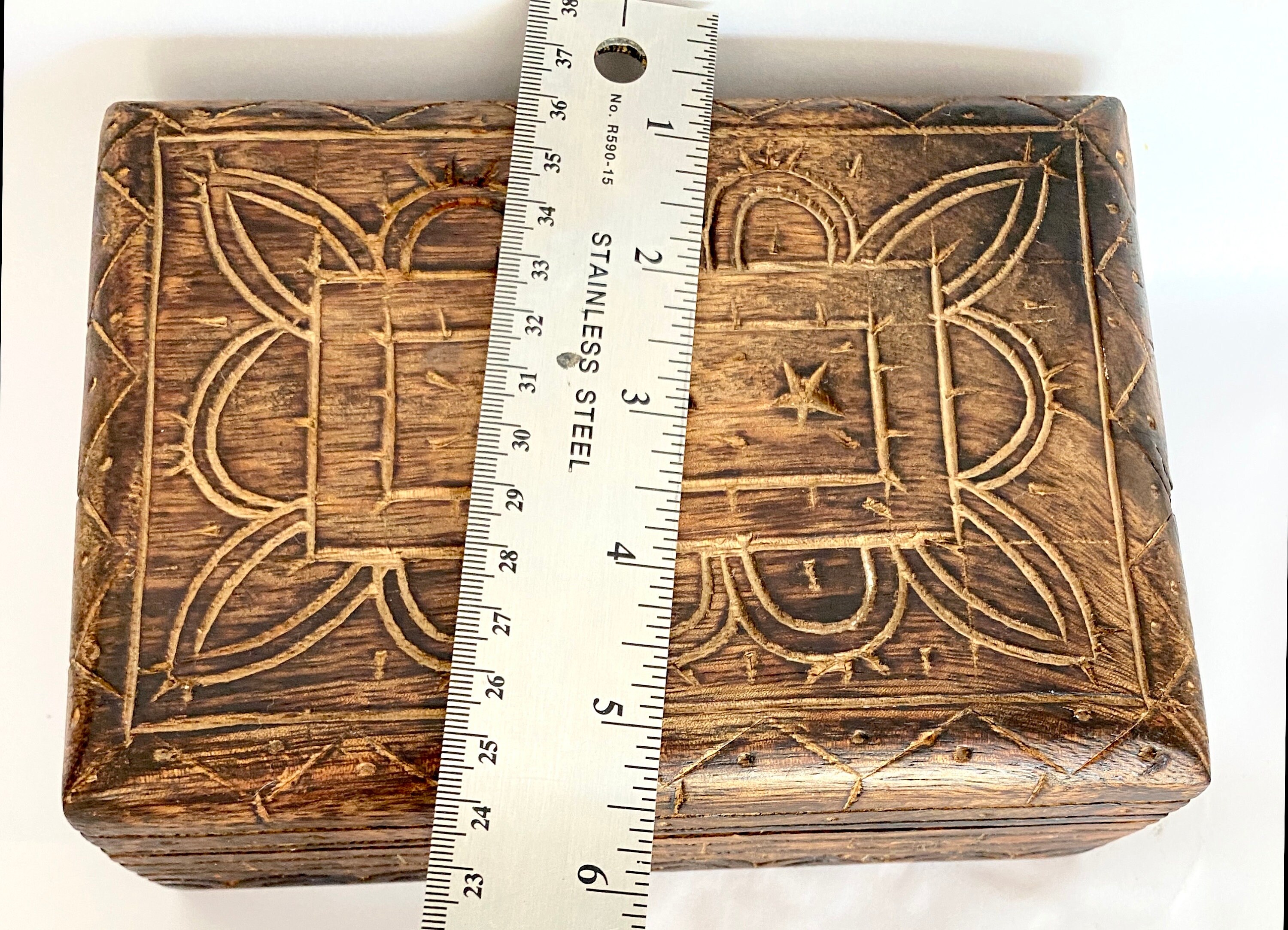 Carved Wood Box OOAK Japanese Hand Carved Burnt Pyrography Shou Sugi ...