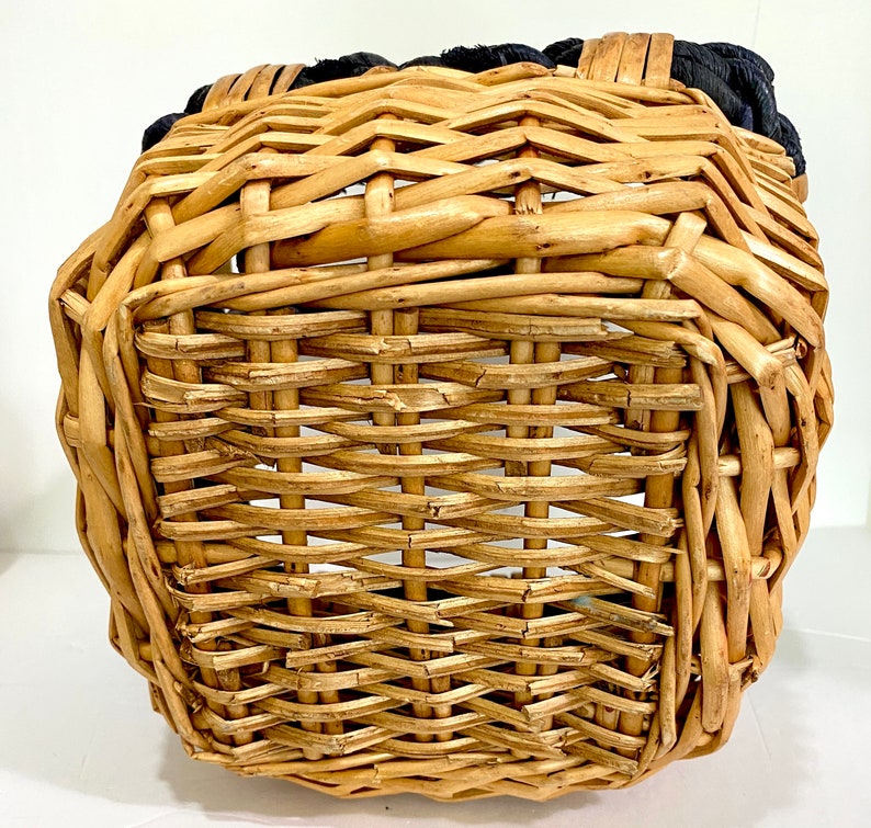 Sturdy Bi-color Wicker Woven Square Decorative Basket, Woven Nautical ...