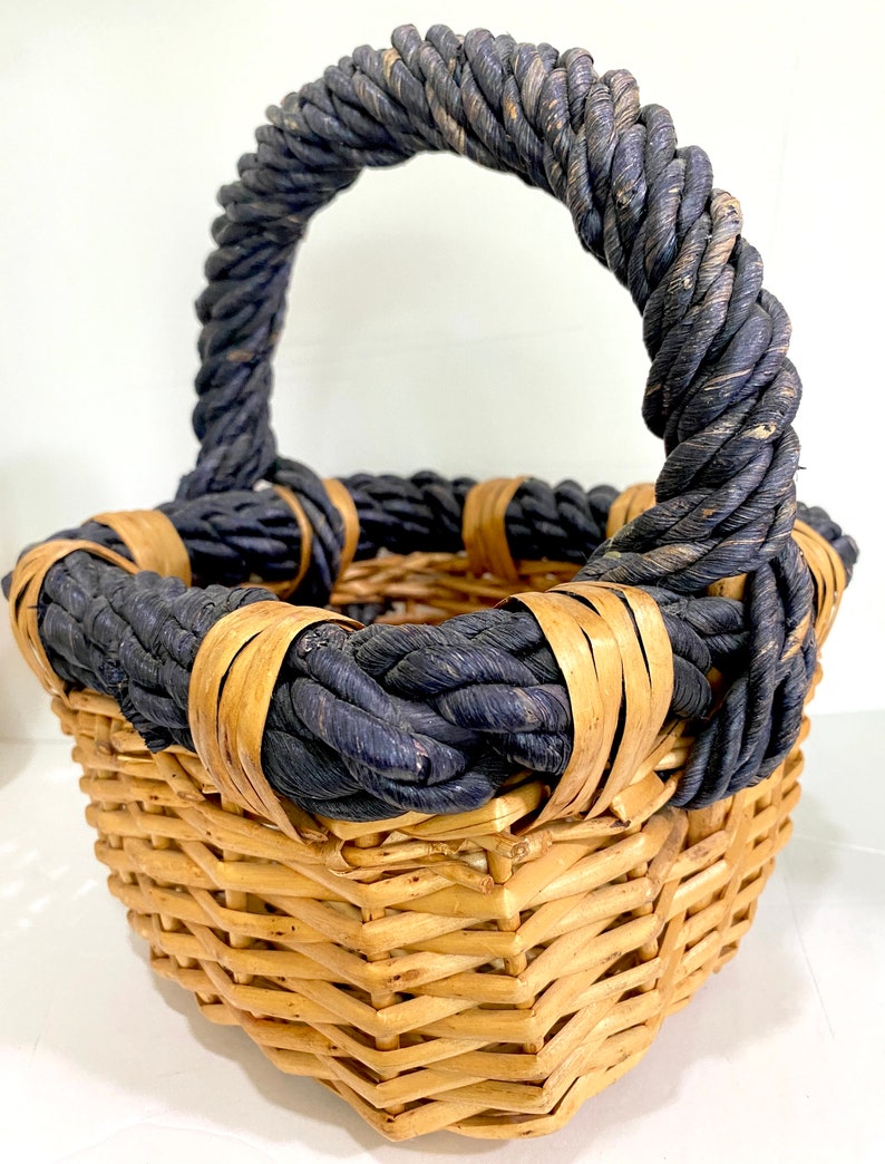 Sturdy Bi-color Wicker Woven Square Decorative Basket, Woven Nautical ...