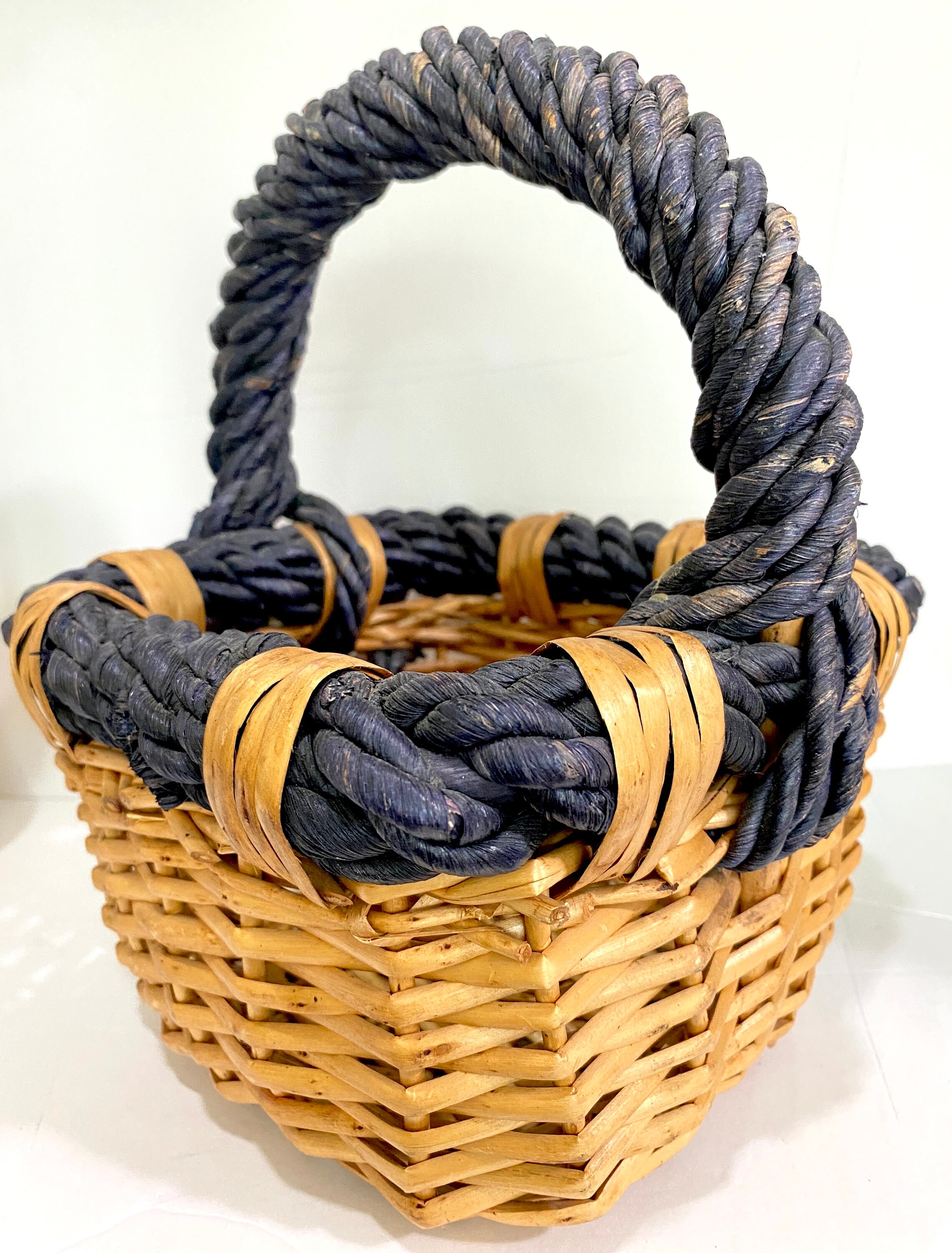 Sturdy Bi-color Wicker Woven Square Decorative Basket, Woven Nautical ...