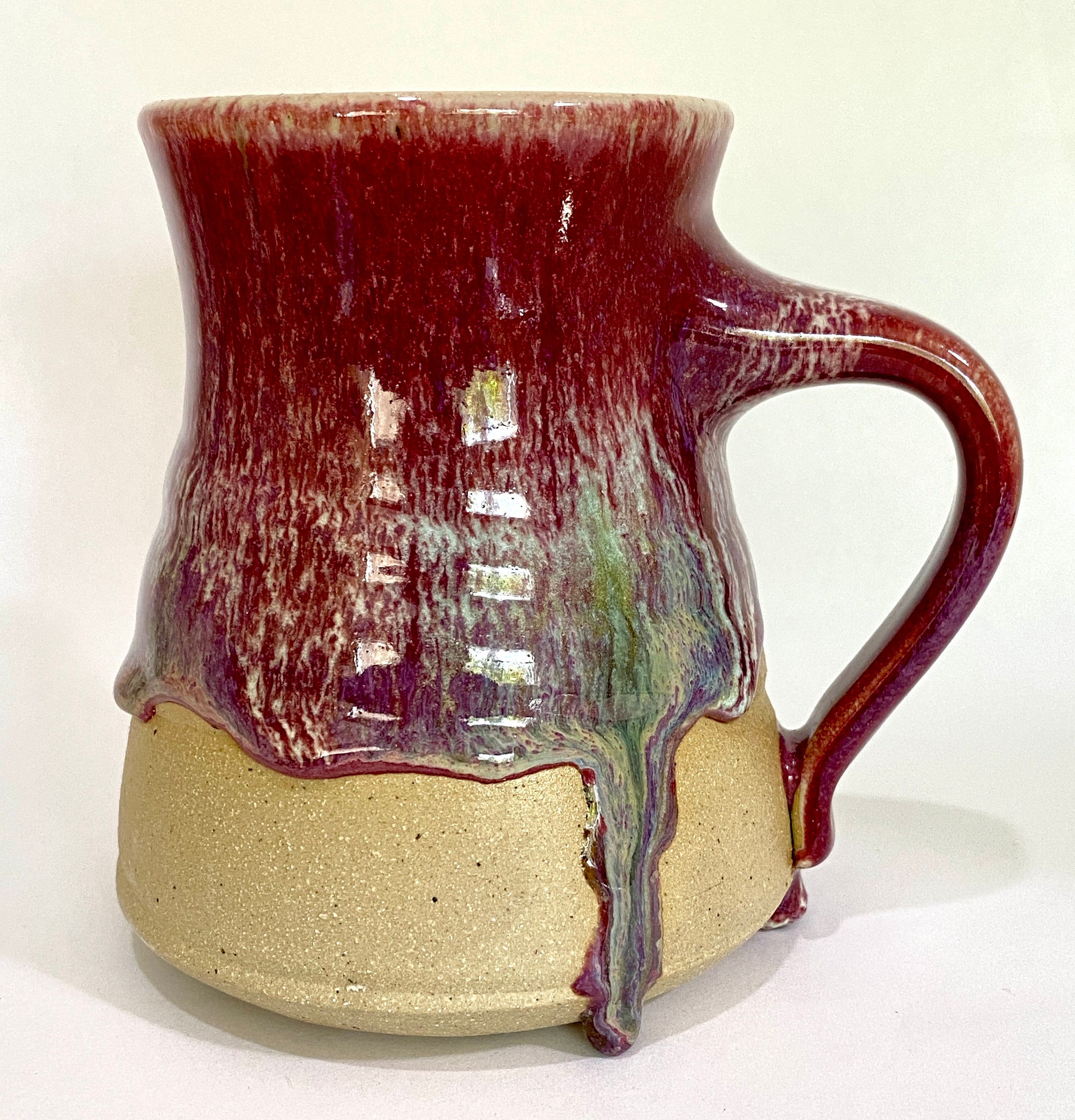 Drip Glaze Red Stoneware Mug Seattle Studio Art Goblin Pottery Artisan ...