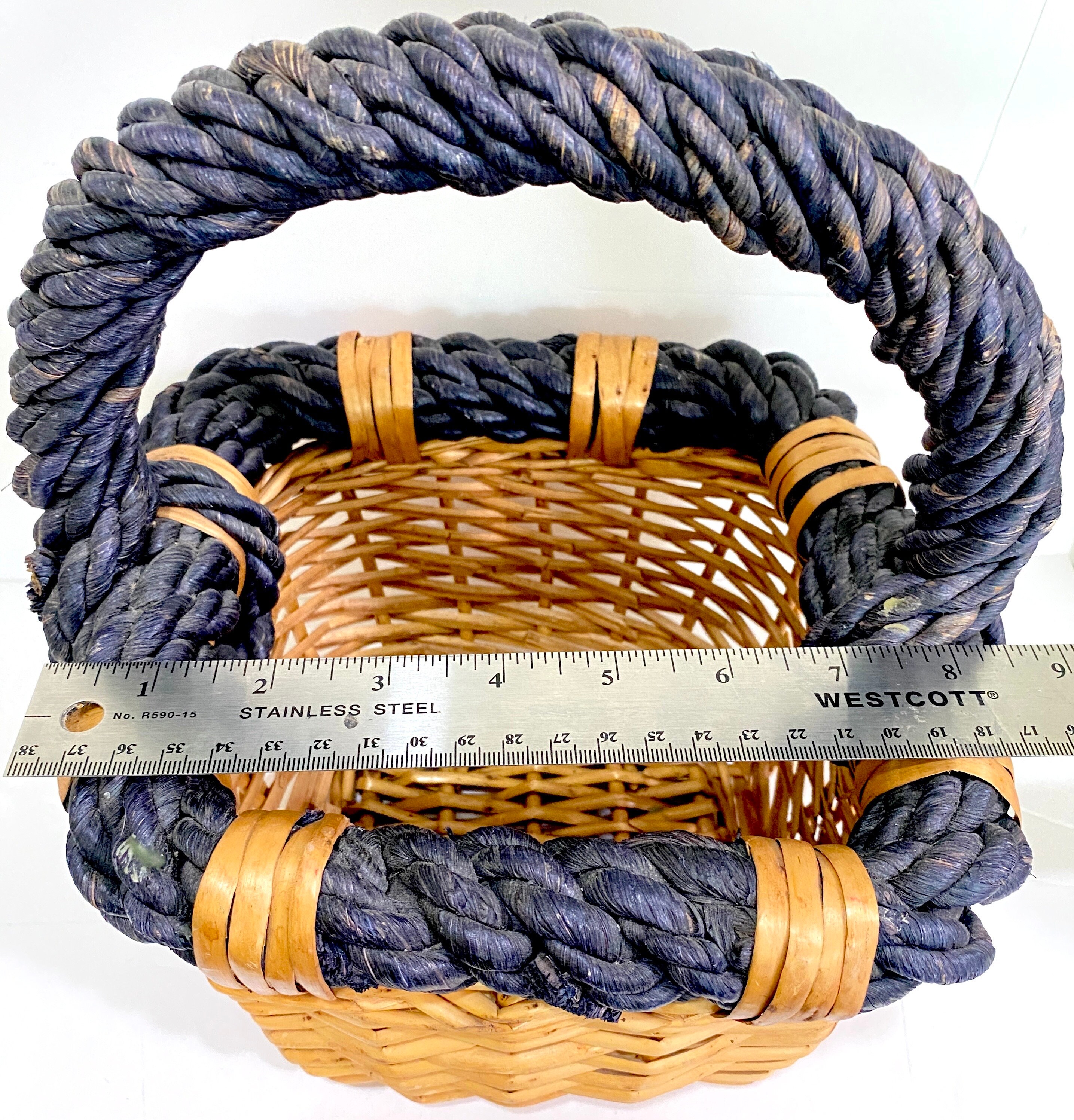 Sturdy Bi-color Wicker Woven Square Decorative Basket, Woven Nautical ...