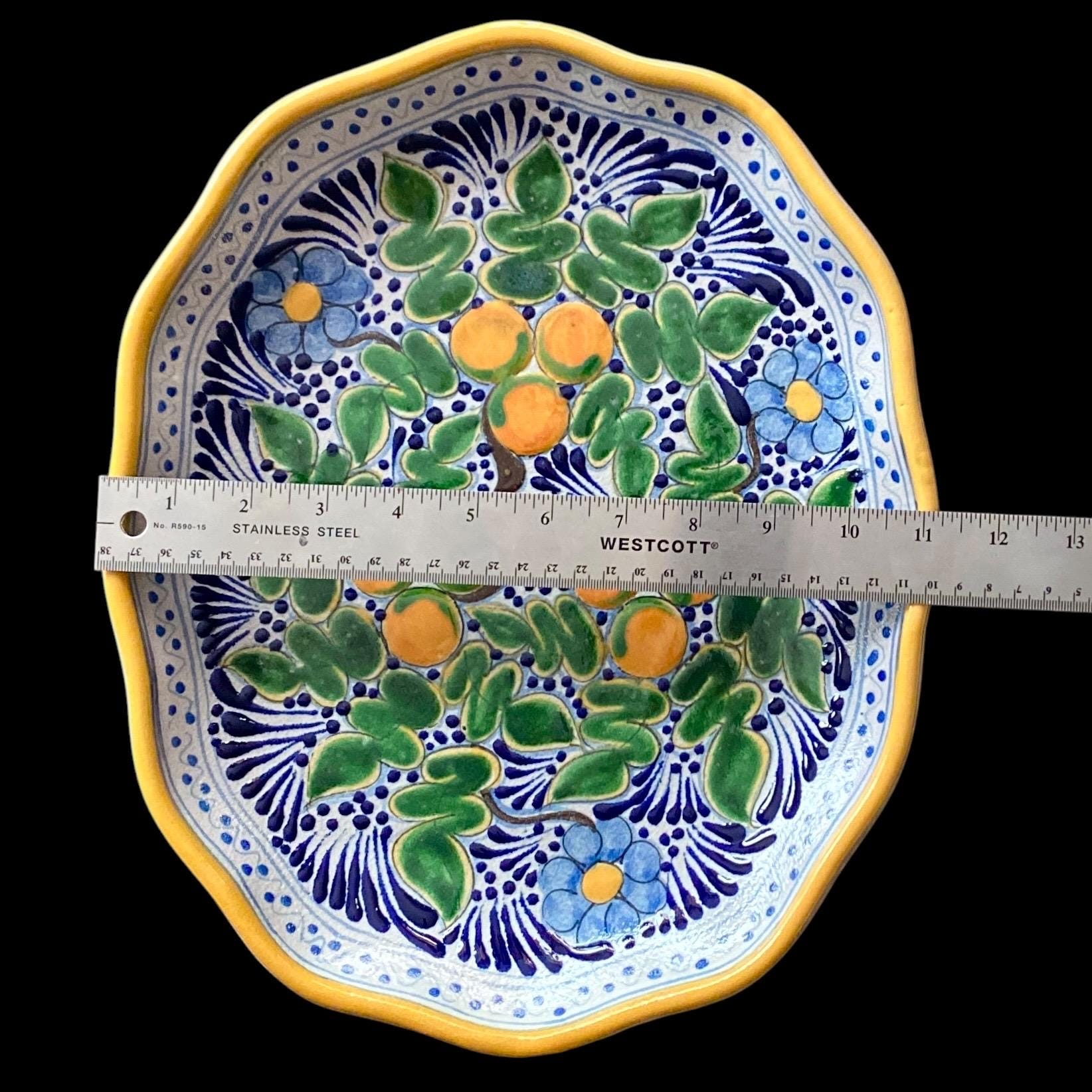 Mexican Talavera Platter Majolica With Oranges & Blue Daisies Serving ...