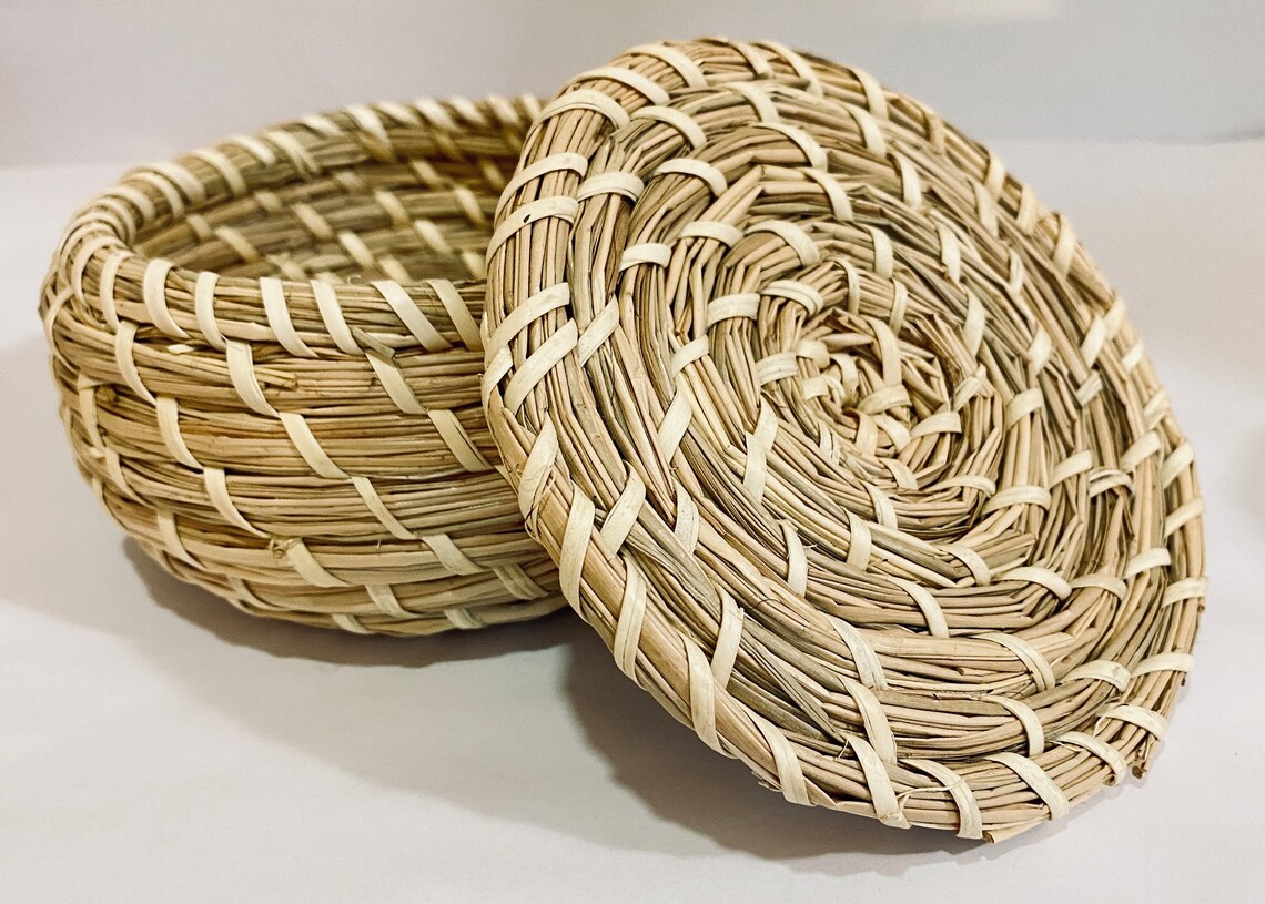 3 Nesting Coiled Gullah Sweetgrass Baskets With Lids Trinket or Jewelry ...