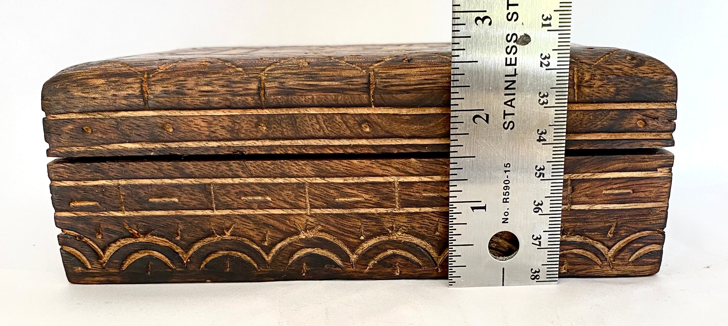 Carved Wood Box OOAK Japanese Hand Carved Burnt Pyrography Shou Sugi ...