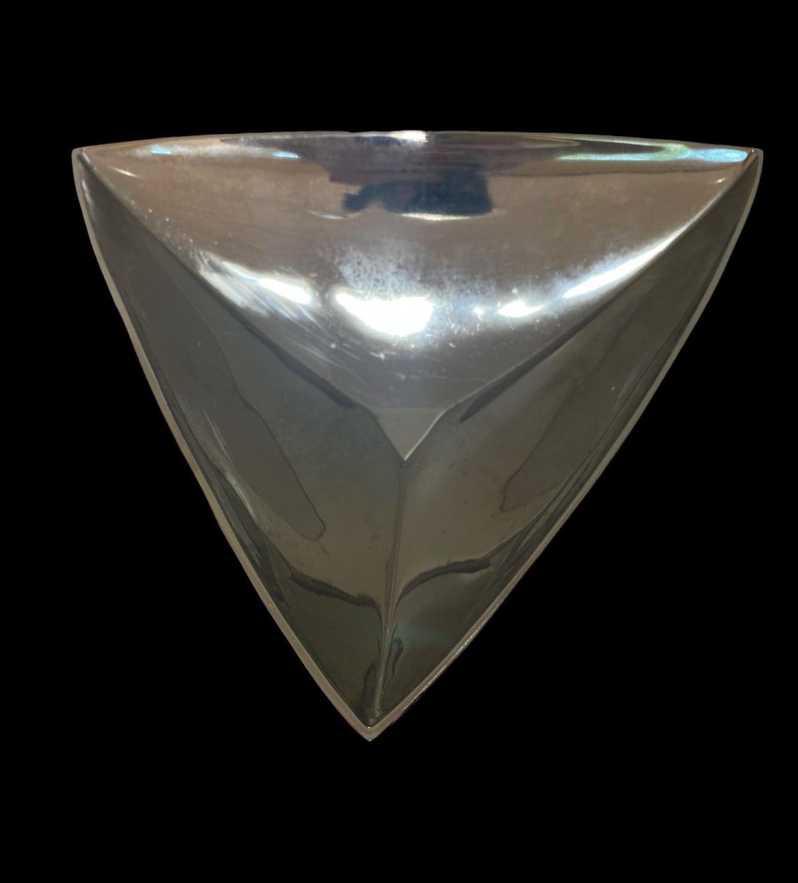 MCM Footed Pedestal Bowl Stainless Steel Triangle Contour silver Chrome ...
