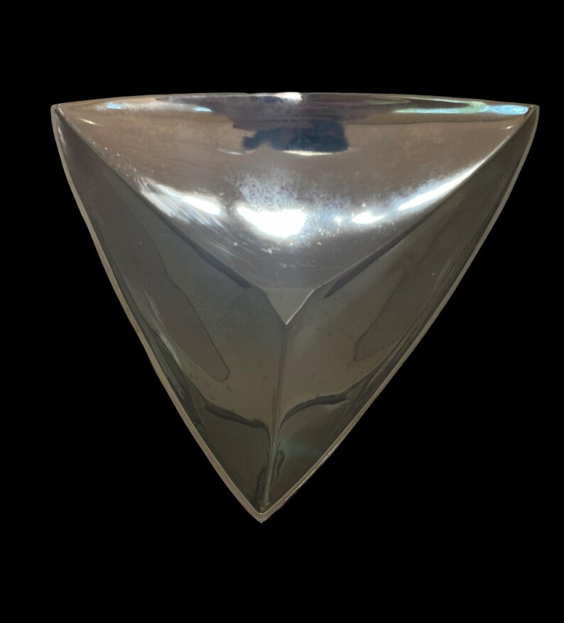 MCM Footed Pedestal Bowl Stainless Steel Triangle Contour silver Chrome ...