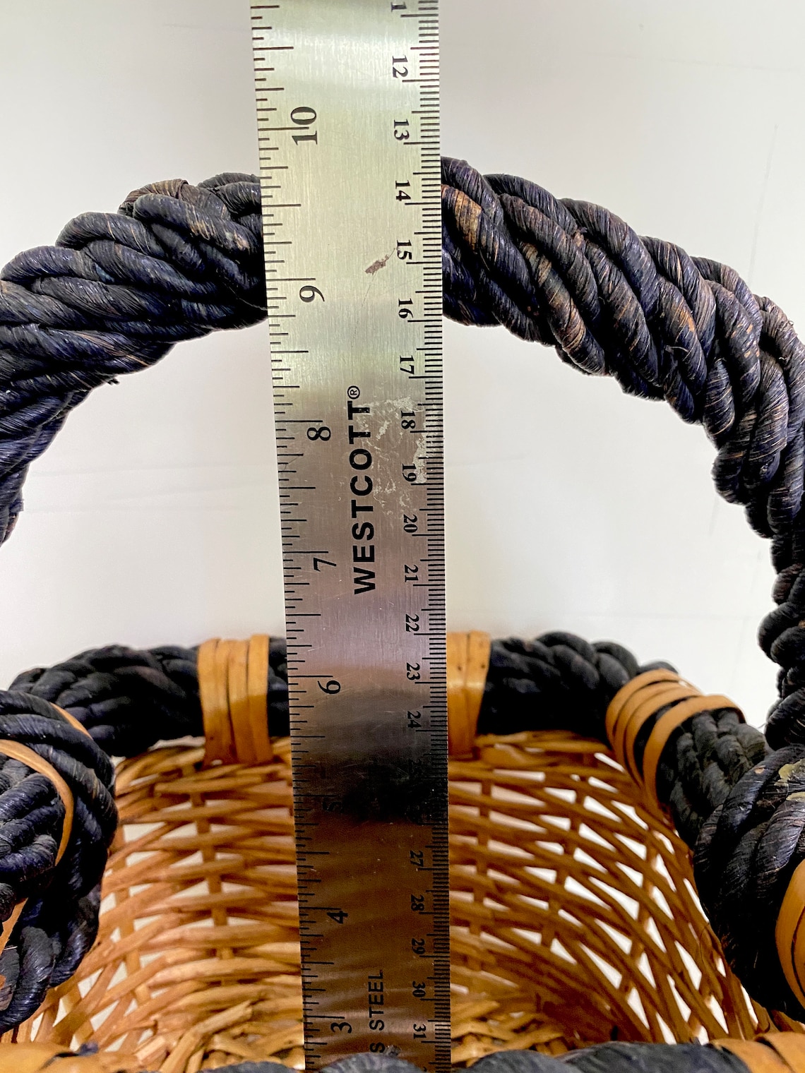 Sturdy Bi-color Wicker Woven Square Decorative Basket, Woven Nautical ...