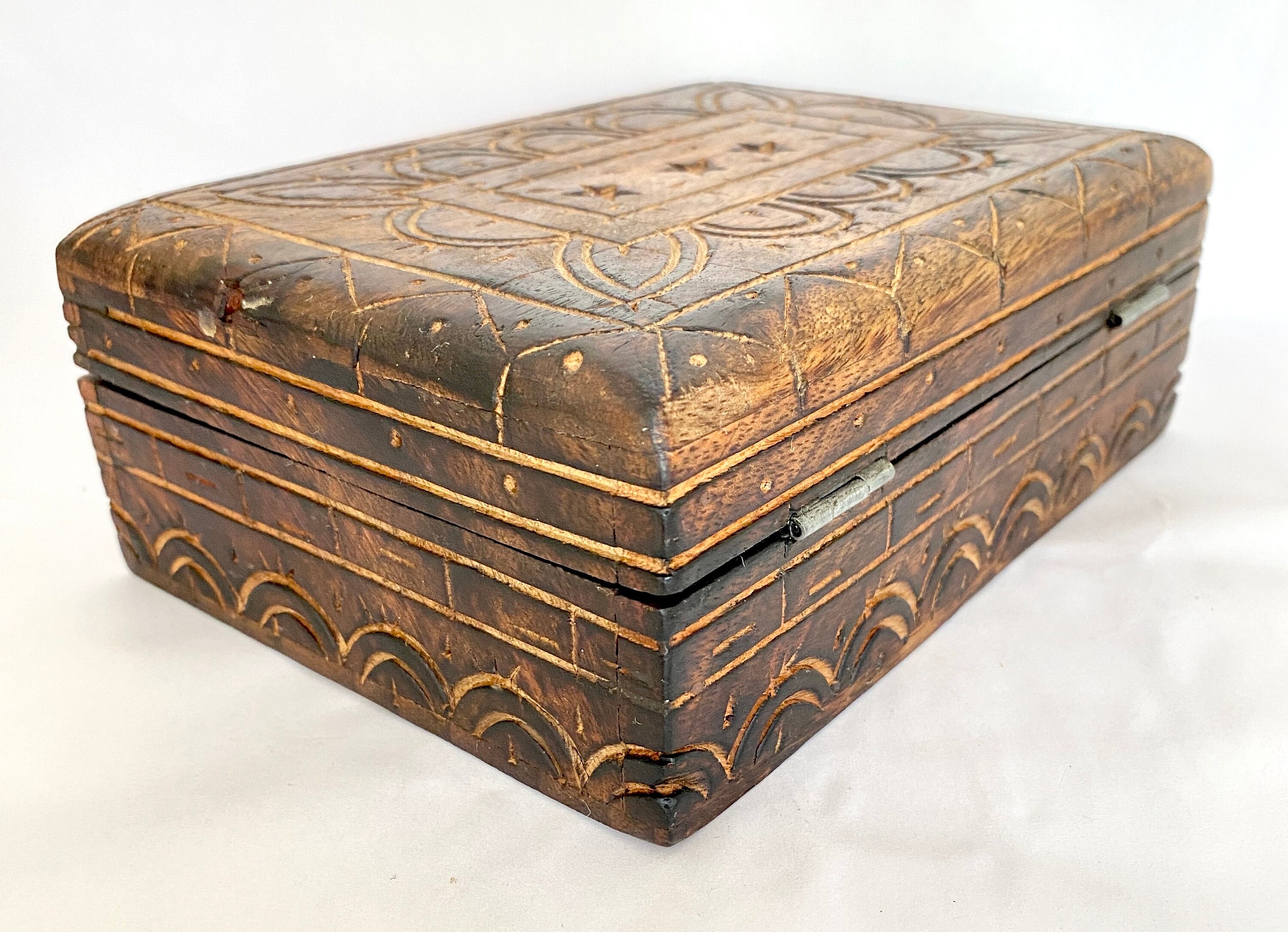Carved Wood Box OOAK Japanese Hand Carved Burnt Pyrography Shou Sugi ...