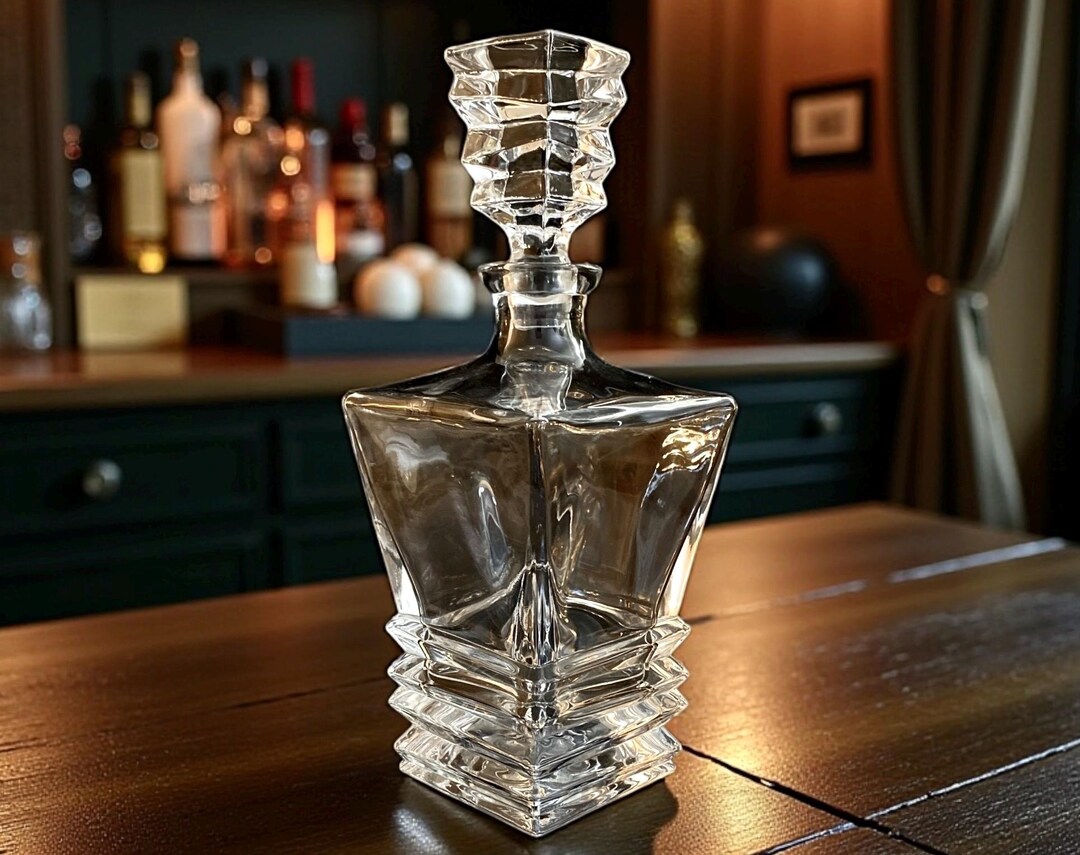 Barski European Crystal Square Decanter, Polish Barware - Etsy