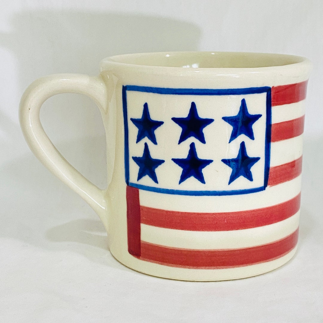 Starbucks RARE 1982 Barista Mug Stars and Stripes Patriotic American ...
