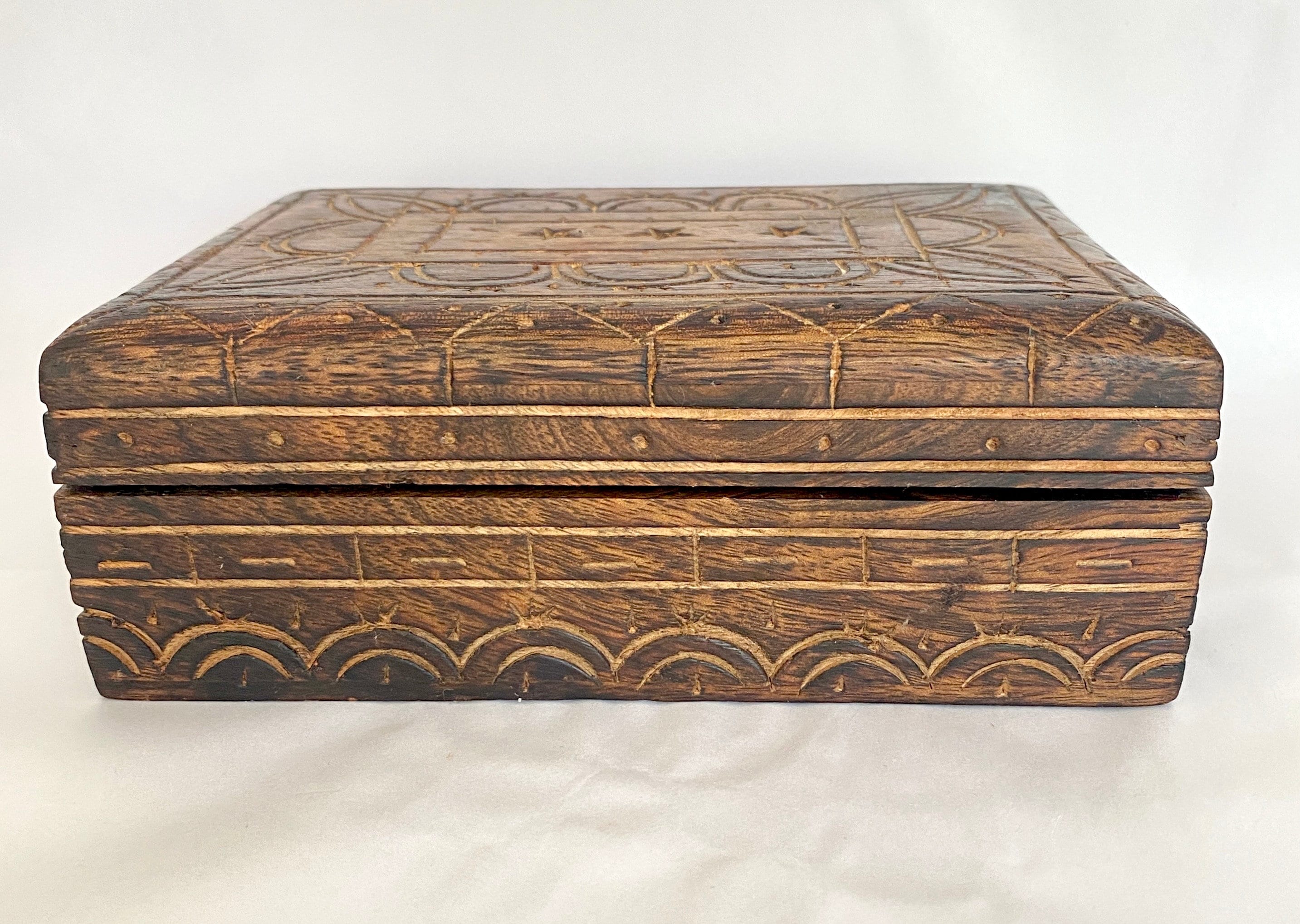 Carved Wood Box OOAK Japanese Hand Carved Burnt Pyrography Shou Sugi ...