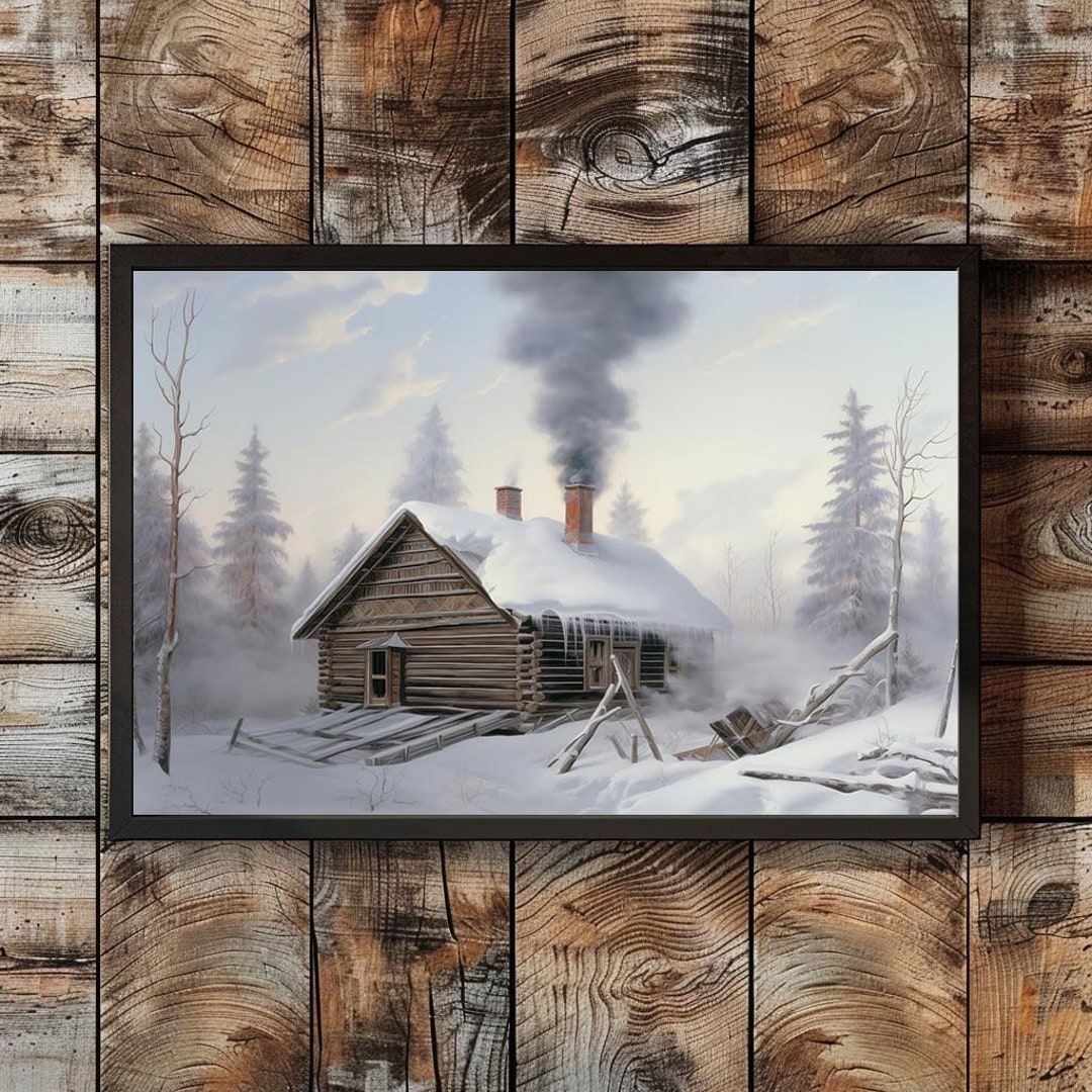 The Snowy Cabin Print Vintage Home Décor PRINTABLE 542 - Etsy