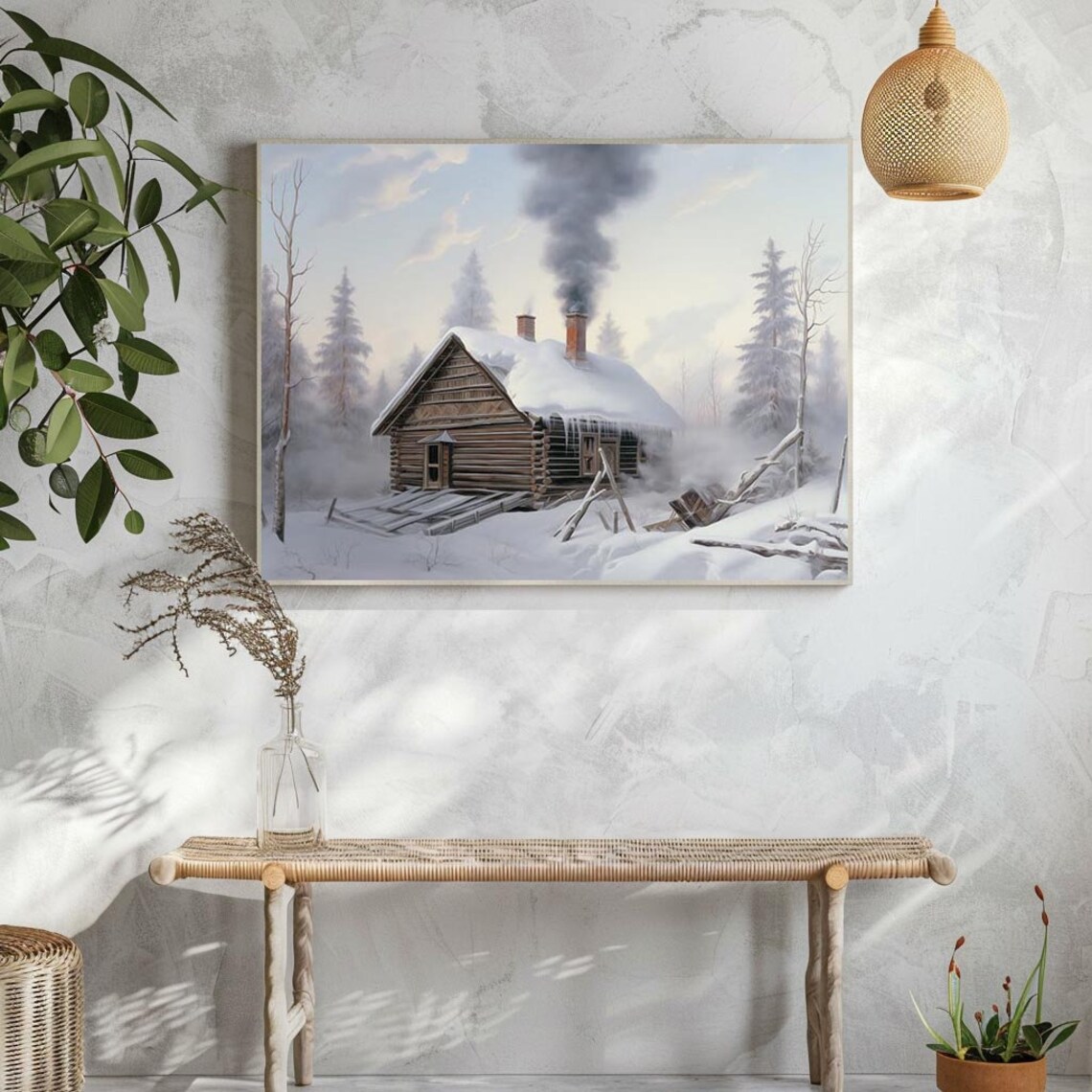 The Snowy Cabin Print Vintage Home Décor PRINTABLE 542 - Etsy