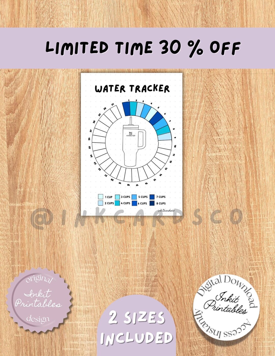 Water Tracker, Water Tracker Wheel, Monthly Tracker, Printable Water ...