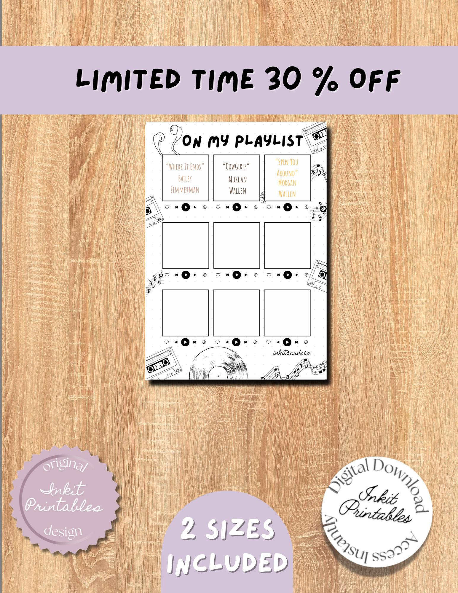 Playlist Tracker, Printable Planner Page, Music Log, Music Tracker ...