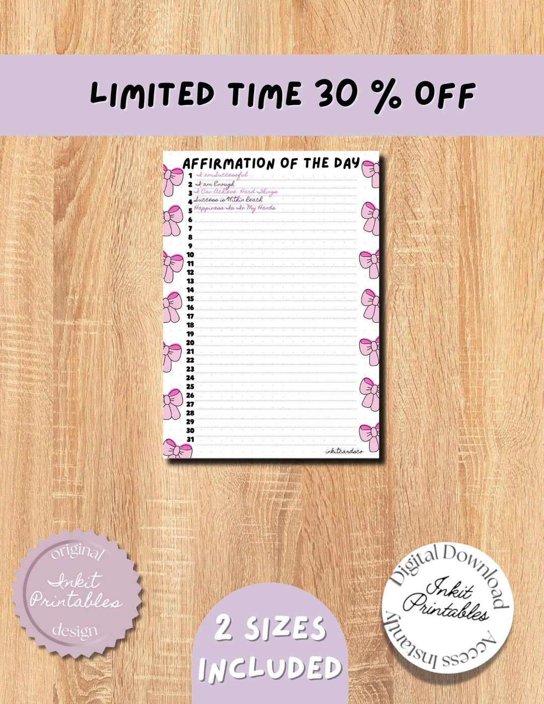 Affirmations Journal Page, Printable Planner Page, Gratitude Journal ...