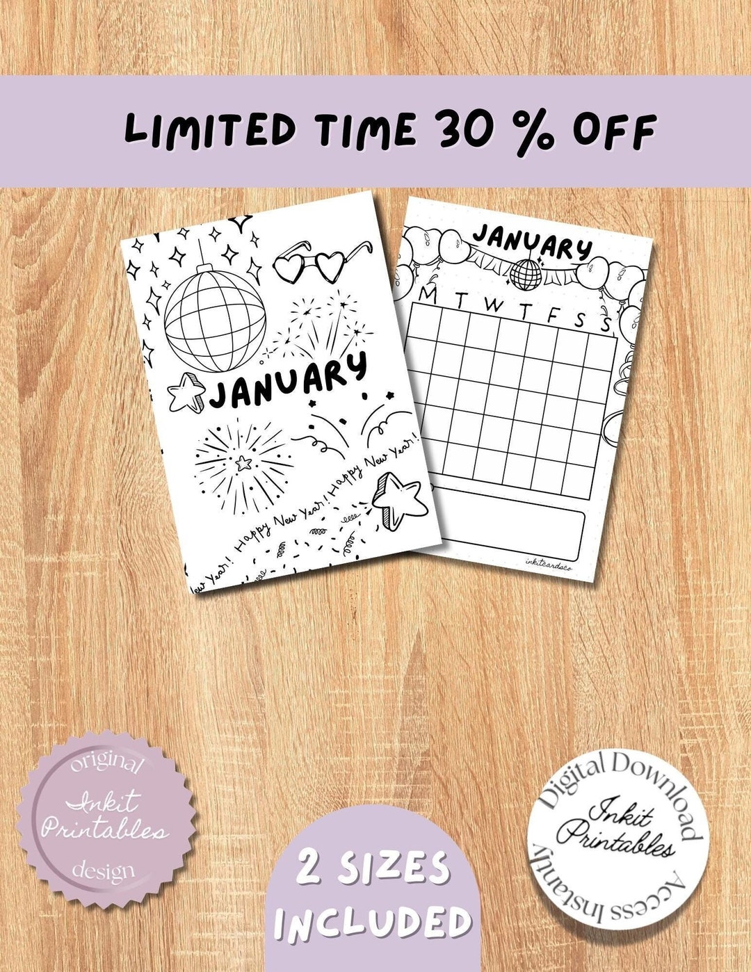 Monthly Tracker Page & Matching Calendar, January BUJO Cover Page, BUJO ...