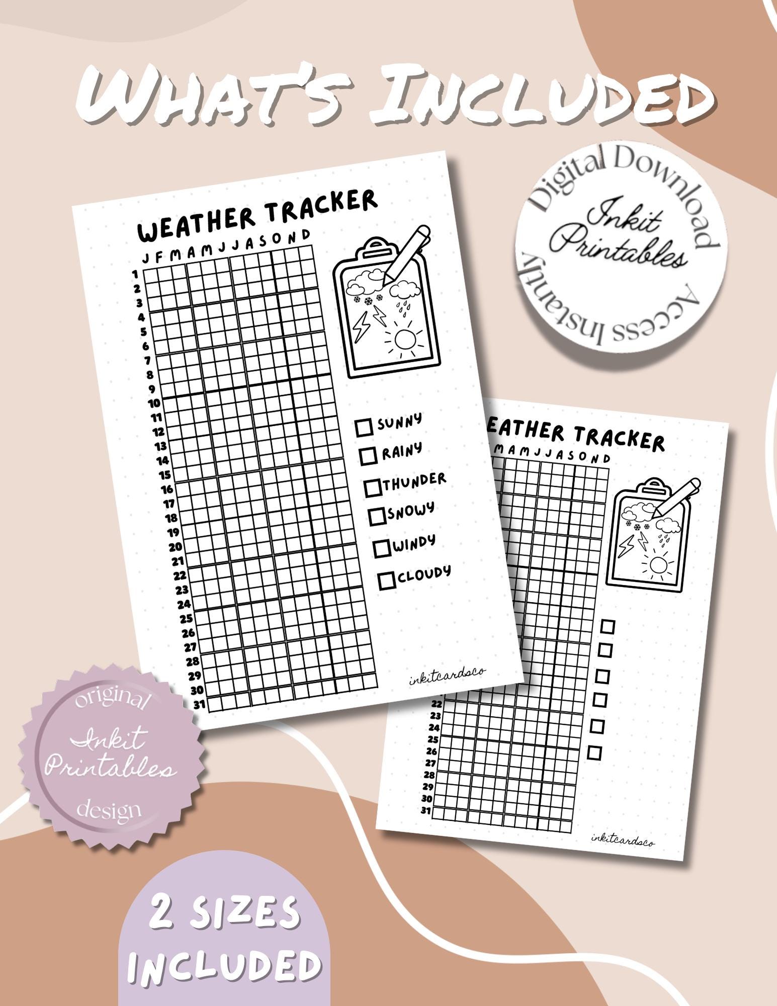 Weather Tracker, Printable Journal Page, Planner Page, BUJO Page ...